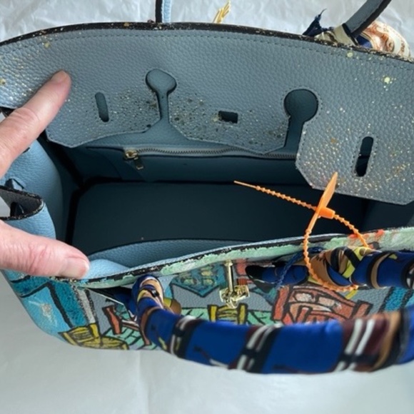 Anca Barbu | Bags | Anca Barbu Satchel Blue Extra Large Painting ...